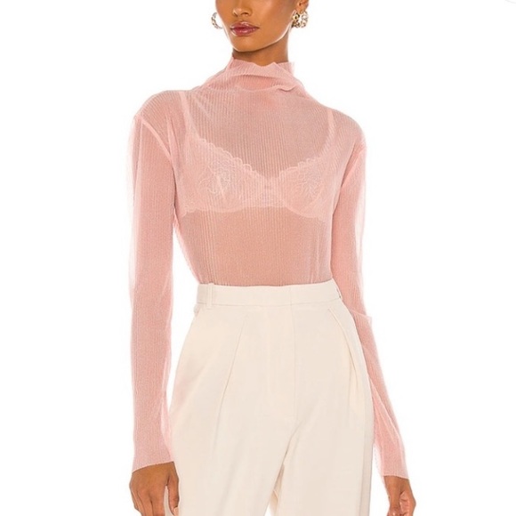 REVOLVE | Tops | Nwt Revolve Bubish Luxe Zula Pink Sheer Pleated Skivvy ...